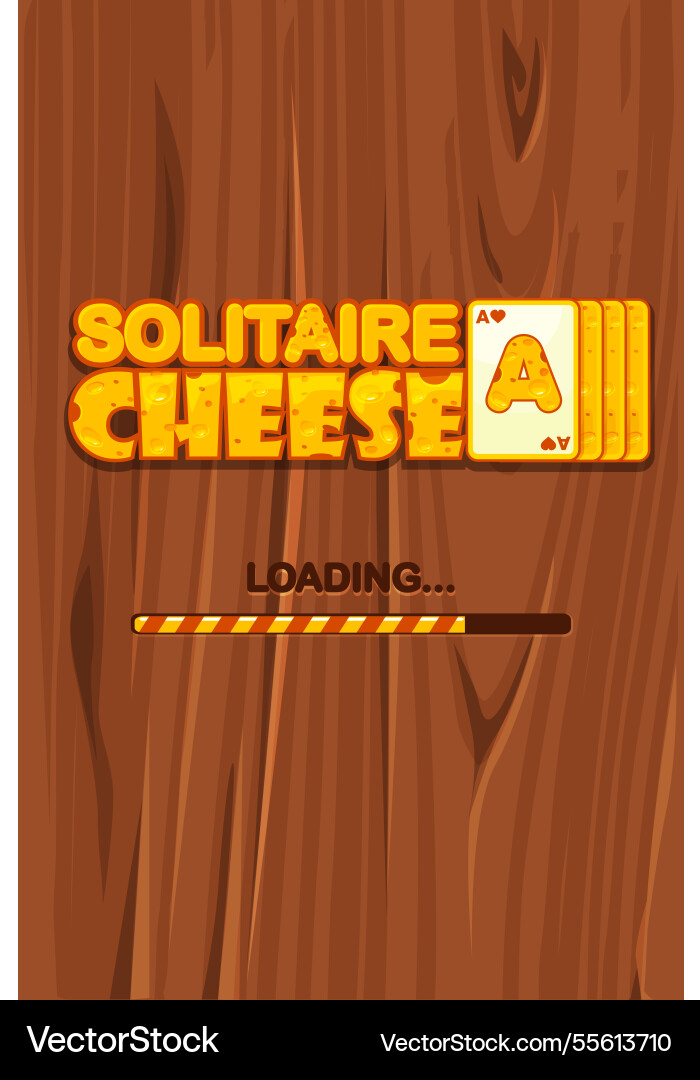 Solitaire game logo in cheese themed Royalty Free Vector