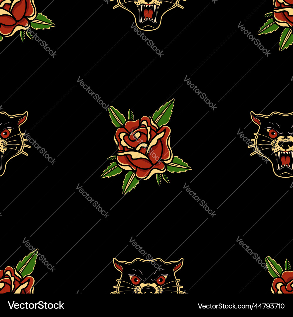 Tattoo Rose Pattern Royalty Free Vector Image - VectorStock