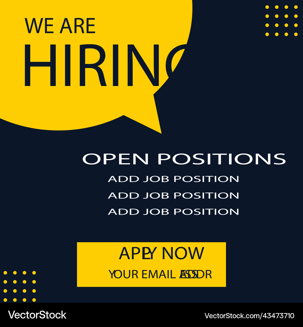 We are hiring poster flyer design Royalty Free Vector Image