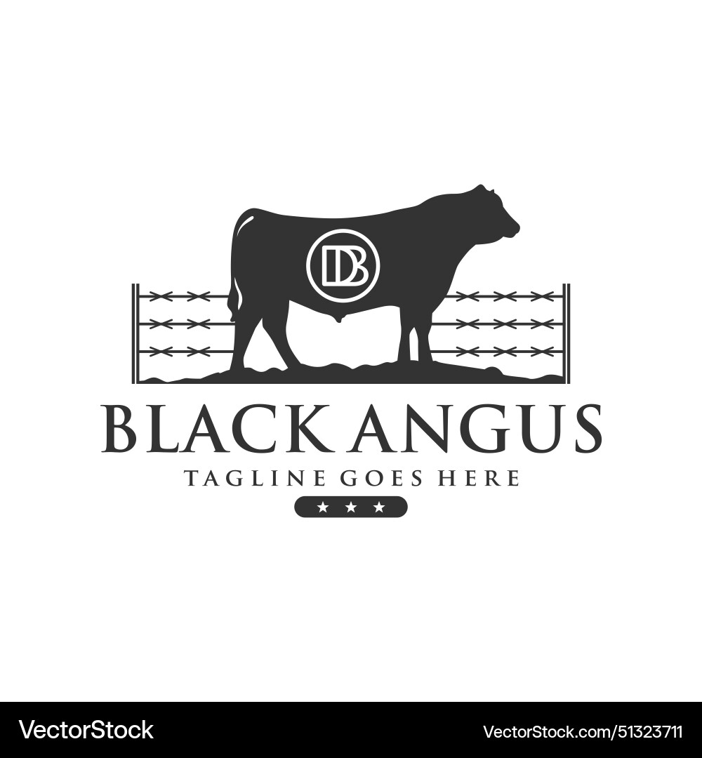 Angus cattle vintage logo Royalty Free Vector Image