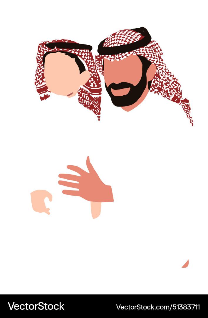 Arab father and son Royalty Free Vector Image - VectorStock
