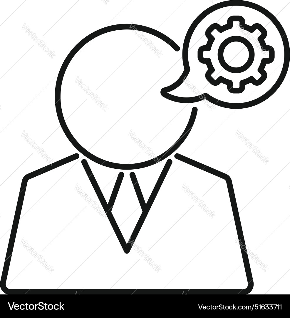 Businessman thinking about work process with gear Vector Image