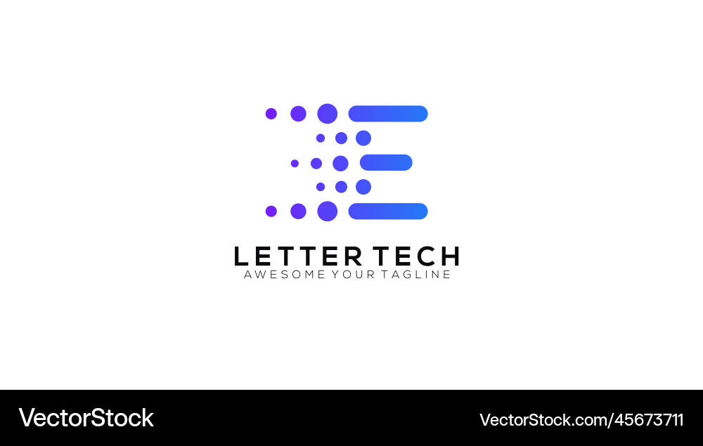 Digital tech letter initial e logo design template