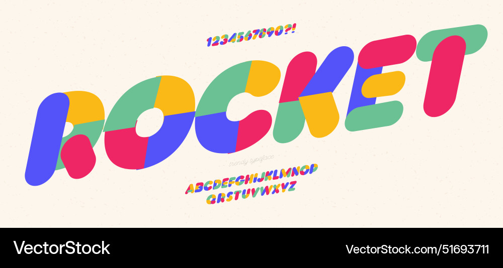 Font bold color modern typography style Royalty Free Vector