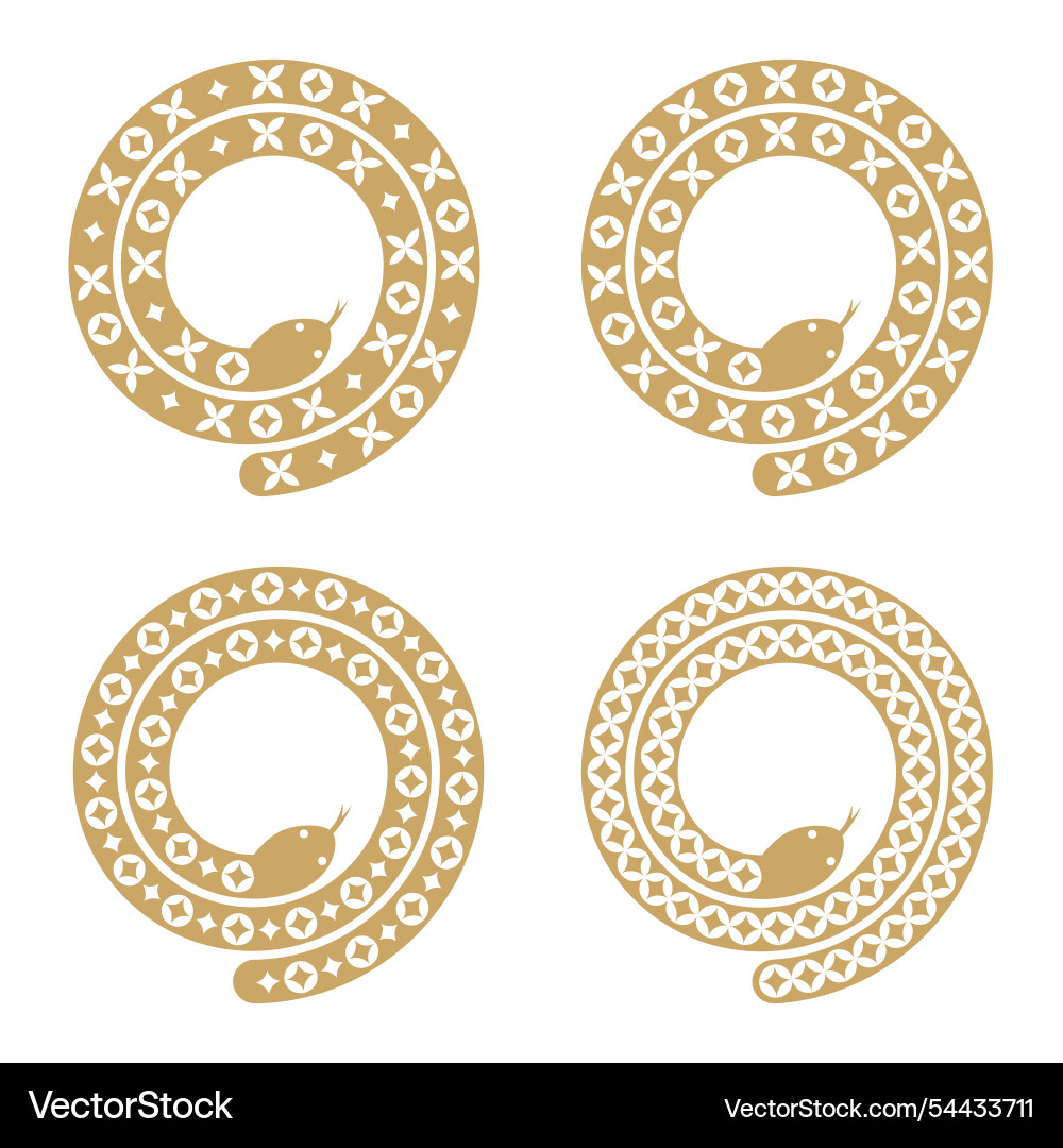 Gold snakes set Royalty Free Vector Image - VectorStock