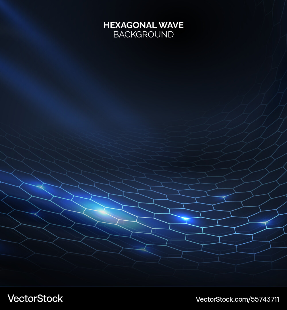 Hexagonal grid wave background Royalty Free Vector Image