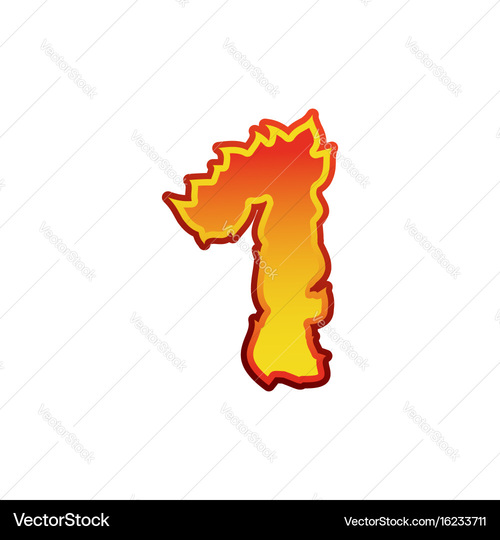 Number 1 fire flames font one tattoo alphabet Vector Image