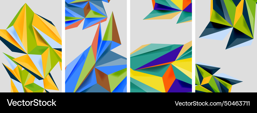 Set of mosaic triangle pattern abstract posters Vector Image