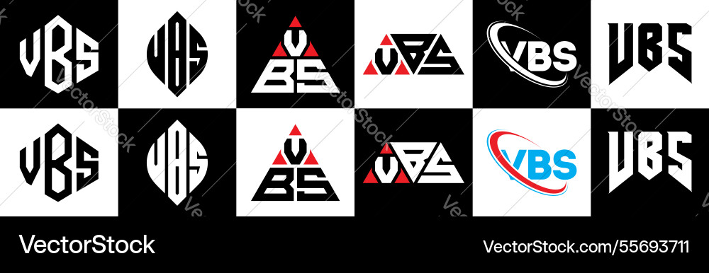 Vbs letter logo design in six style polygon Vector Image