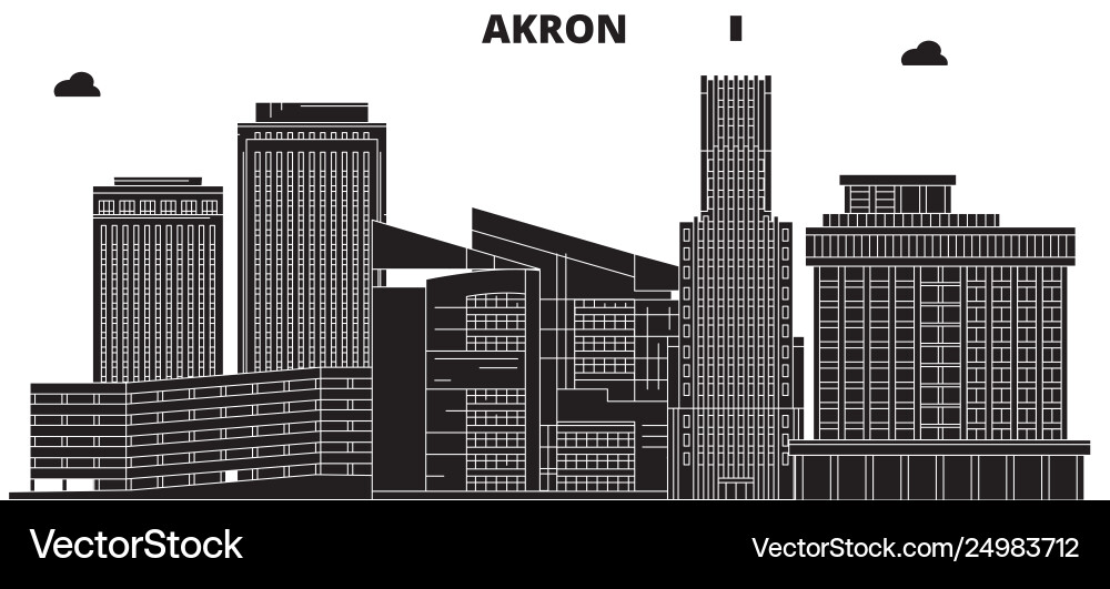 Akron Ohio Skyline Outline Royalty Free Vector Image