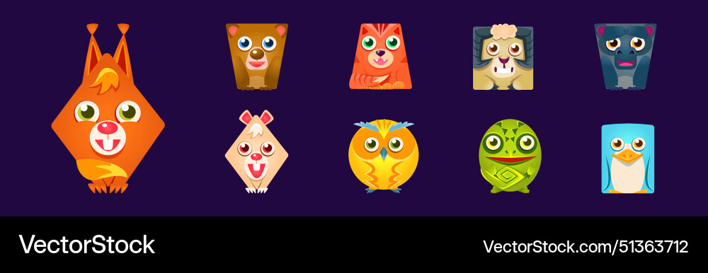 Funny animal character in geometric shape Vector Image