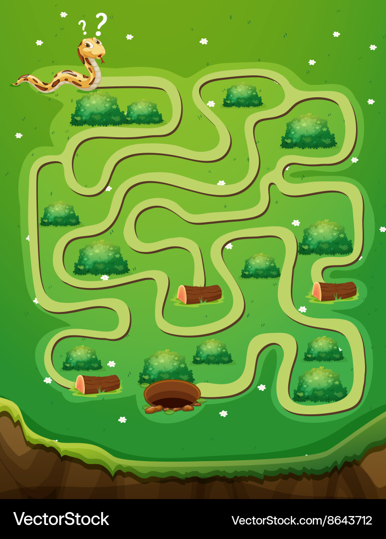 Game template with snake and hole Royalty Free Vector Image