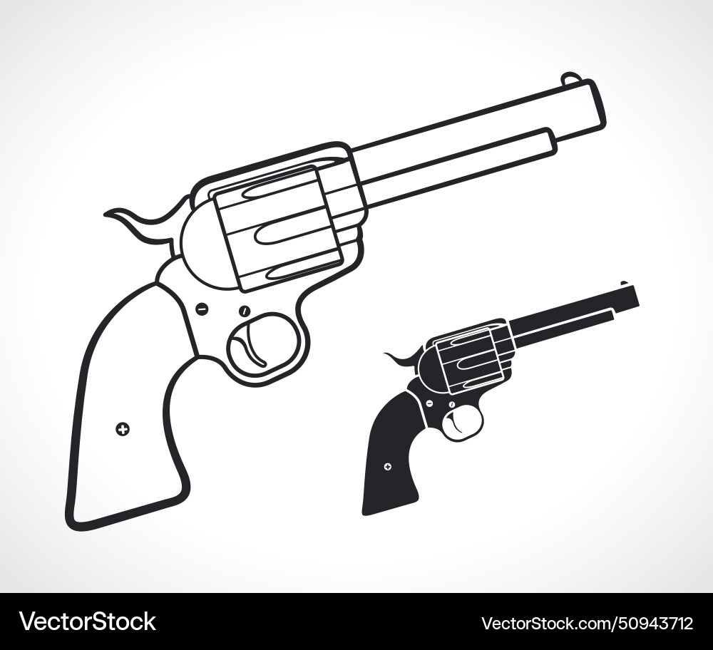 Gun or pistol black contour Royalty Free Vector Image