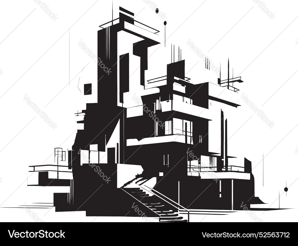 Inked innovations contemporary architecture Vector Image