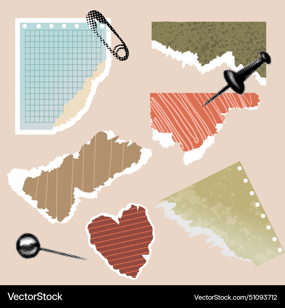 Modern template with torn paper shapes collage Vector Image