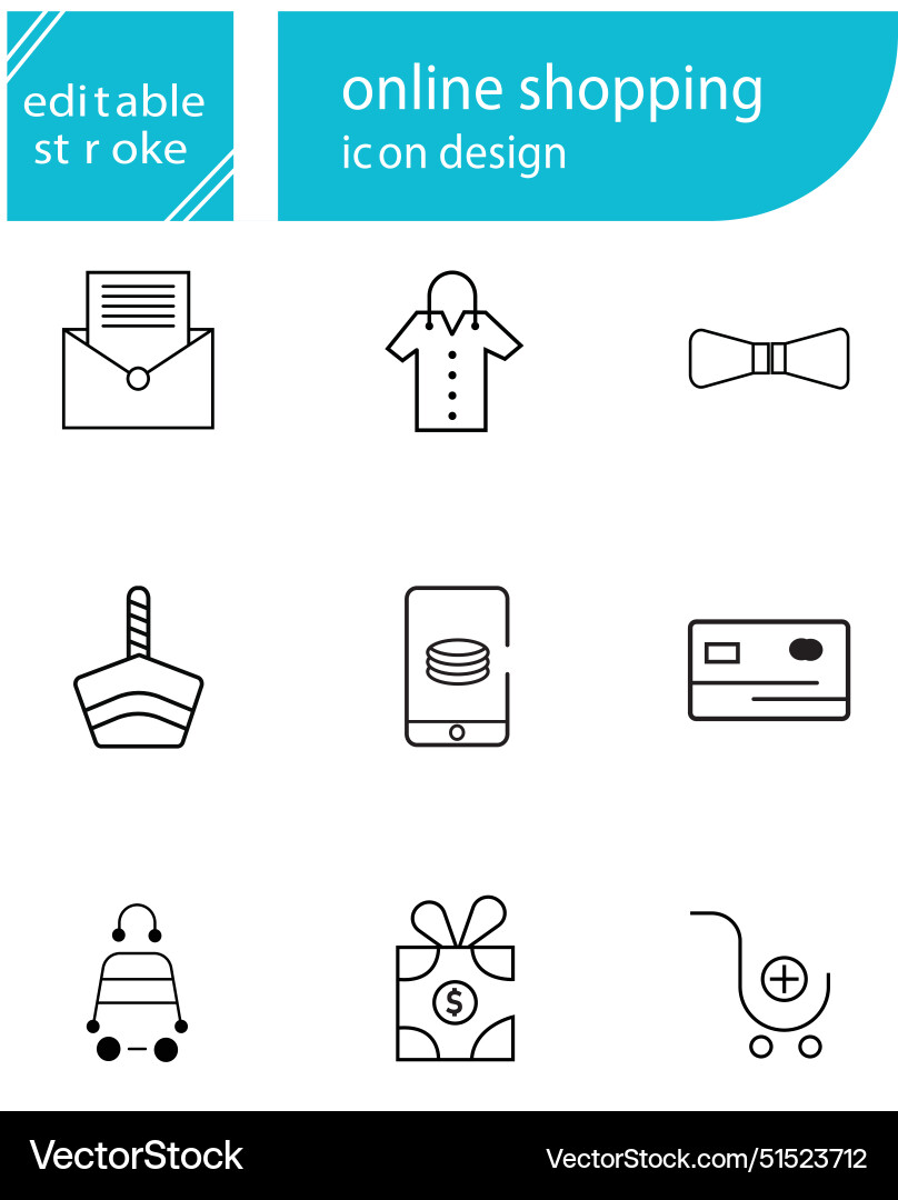 Online shopping icon design set Royalty Free Vector Image