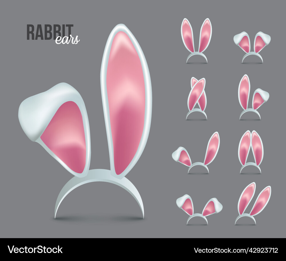 Rabbit ears realistic 3d set Royalty Free Vector Image