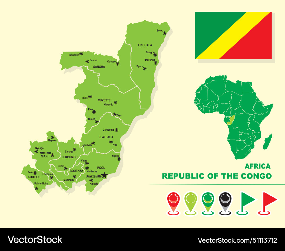 Republic of the congo map Royalty Free Vector Image