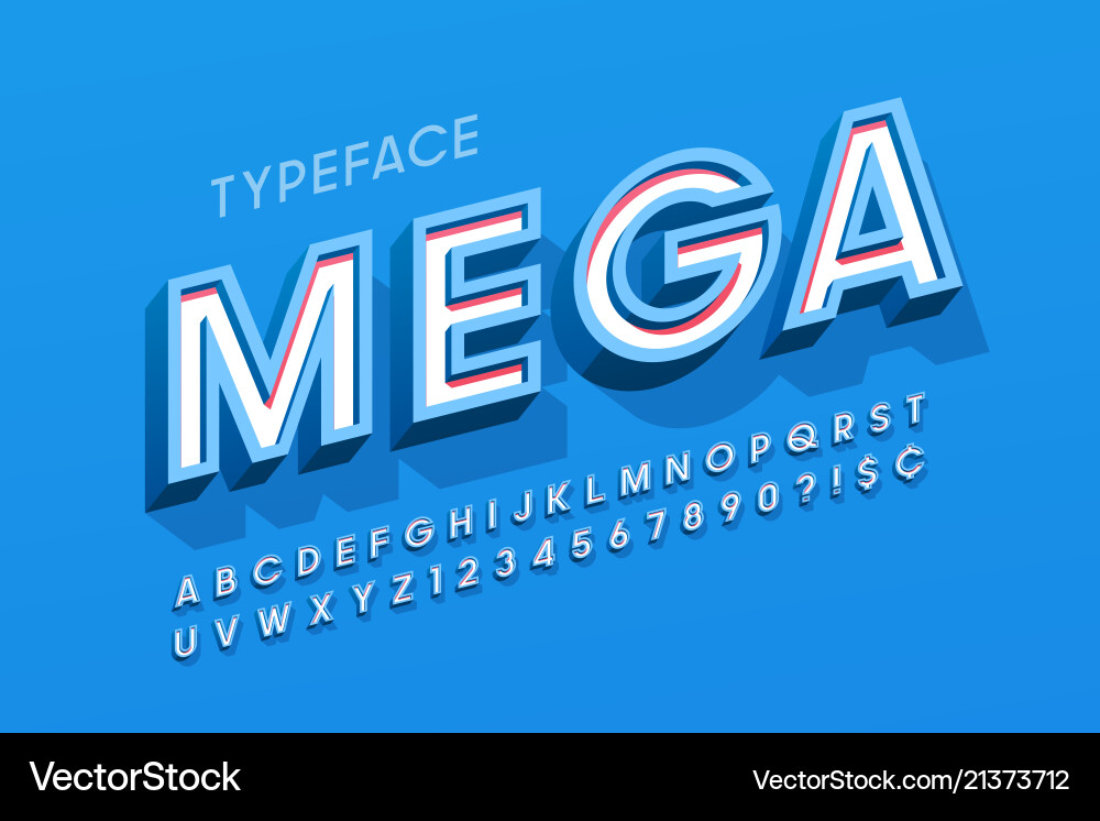 Stilvolle 3D-Anzeige Schriftart Design Alphabet Buchstaben Vektor Bild