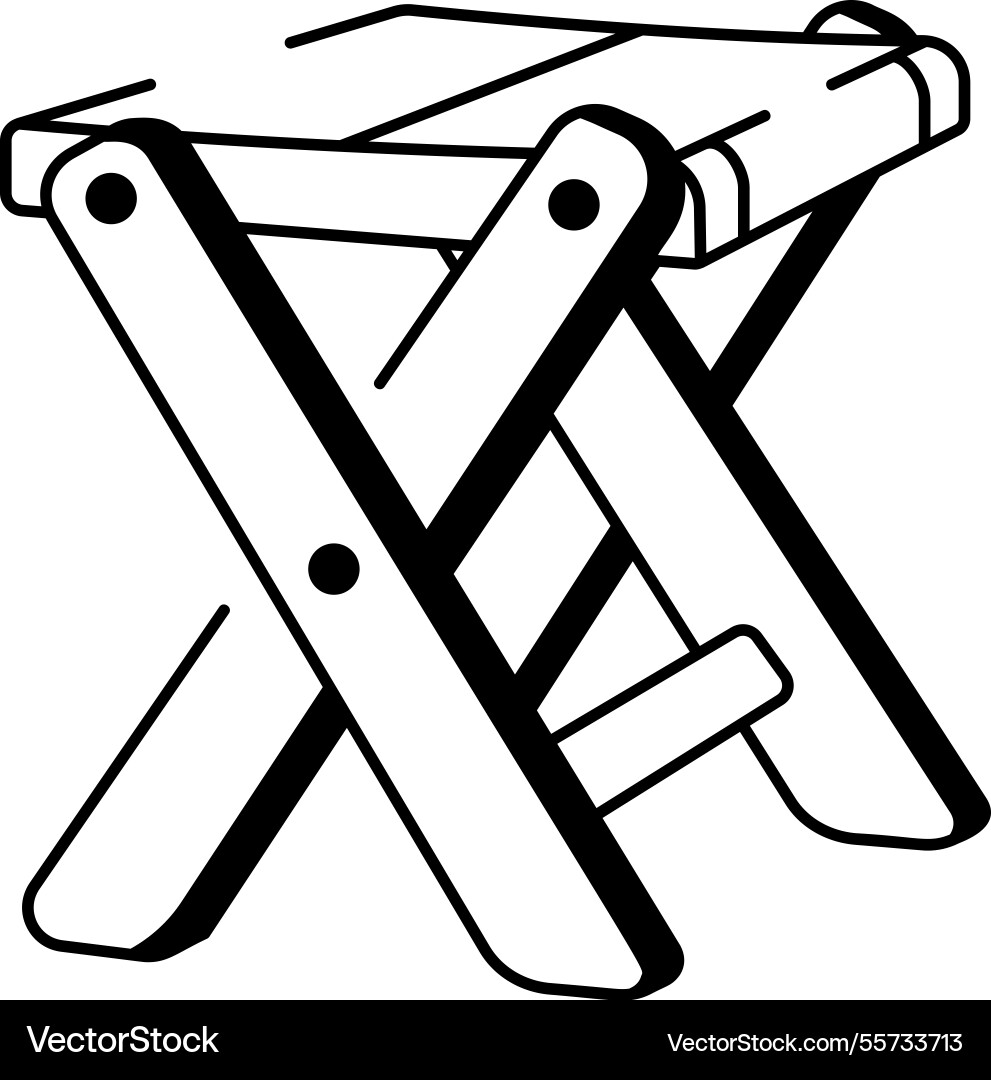 A hand drawn style icon of folding stool Vector Image