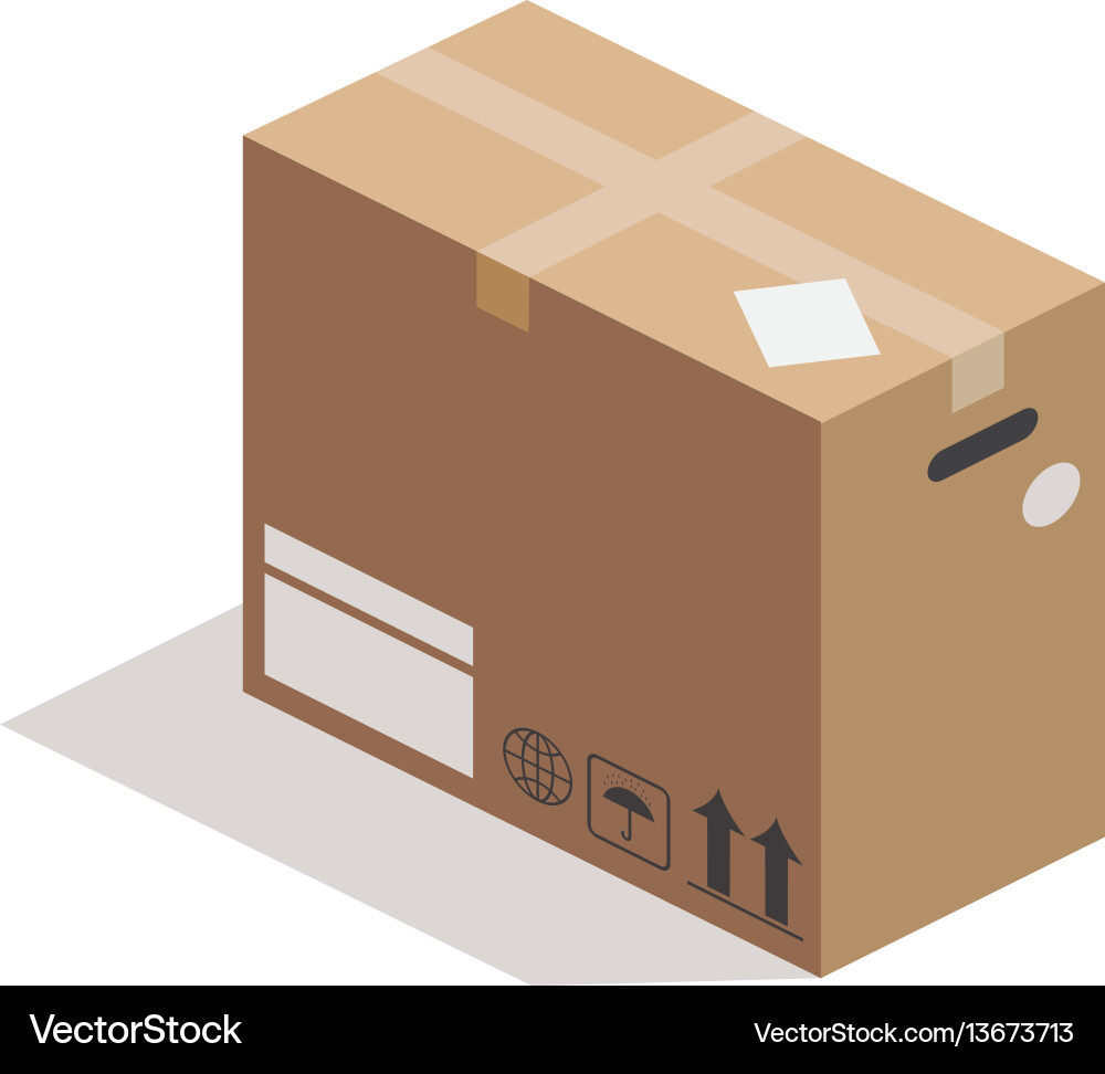 Carton box side view Royalty Free Vector Image
