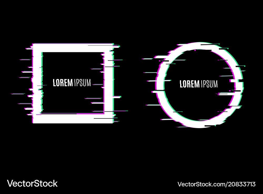 Glitch frames set geometric shapes Royalty Free Vector Image
