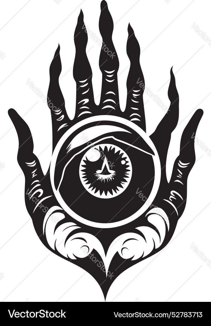 Hellbound vision devil hand holding eyeball icon Vector Image