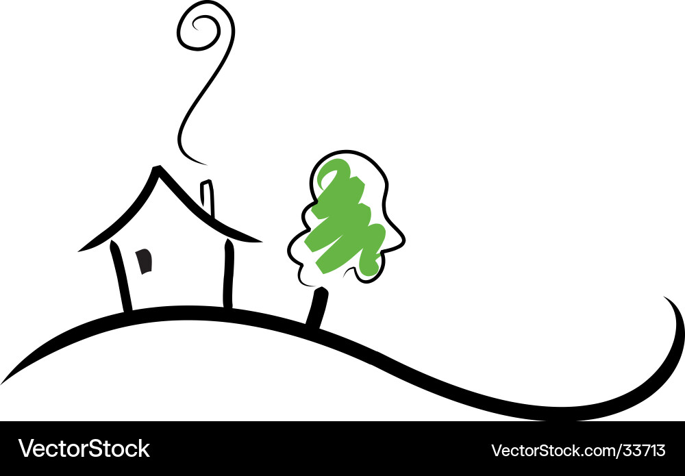 House on a hill Royalty Free Vector Image - VectorStock