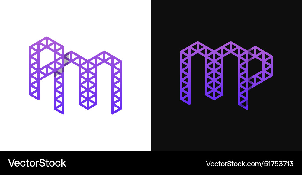 Letters mp and pm polygon logo suitable Royalty Free Vector