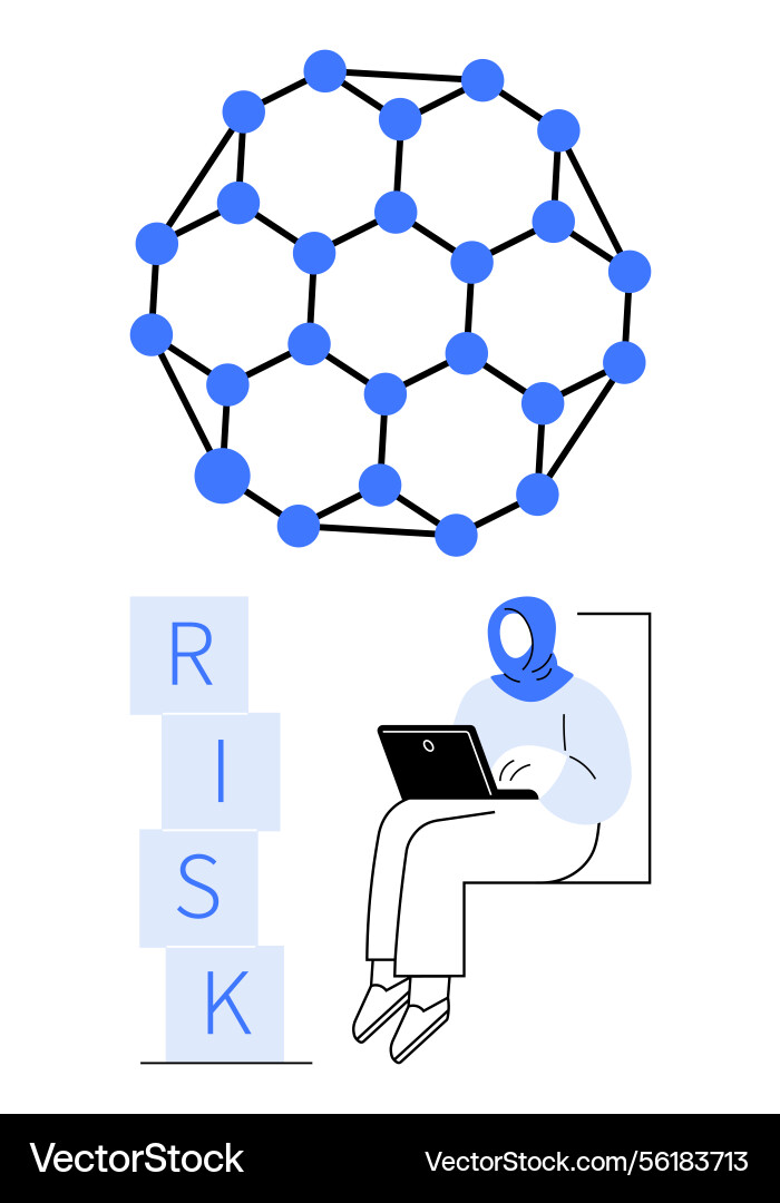 Network nodes in a geometric structure with Vector Image