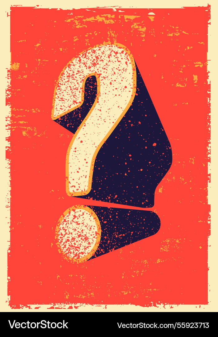 Question mark typographical grunge vintage poster Vector Image