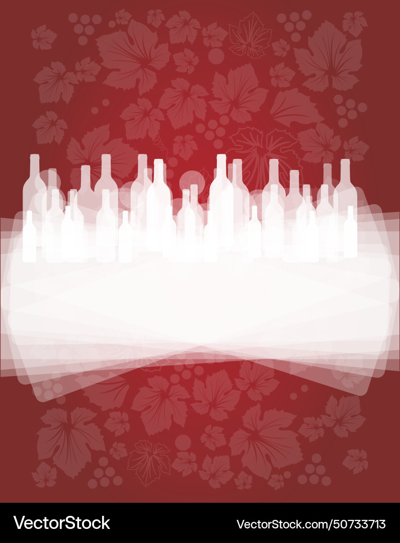 Wine red abstract background with bottles Vector Image