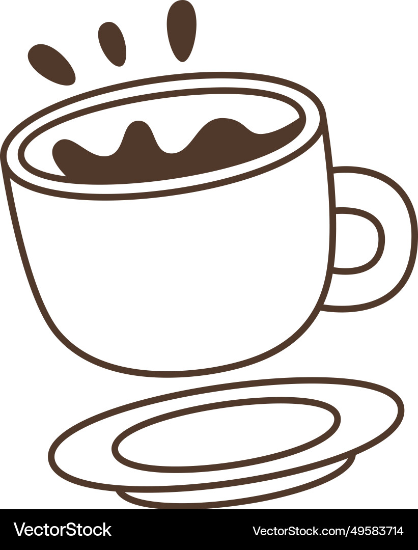 Coffee mug outline sticker Royalty Free Vector Image