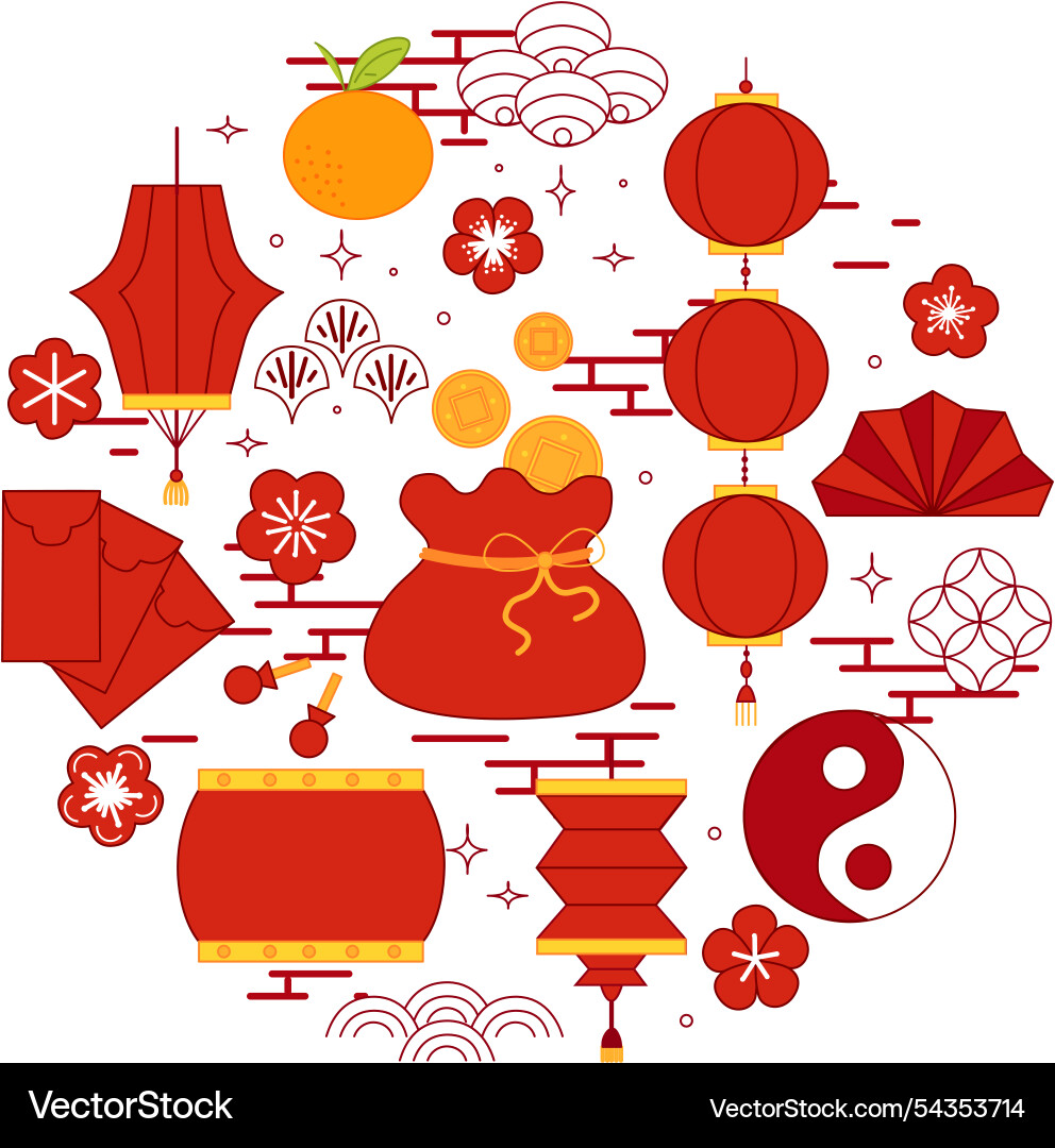 Creative chinese new year round circle Royalty Free Vector