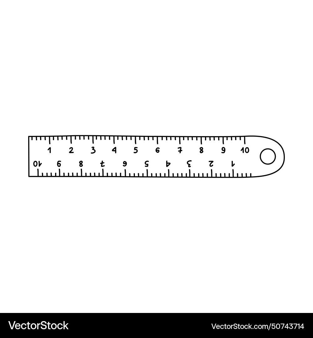 Cute hand drawn plastic ruler in doodle style Vector Image