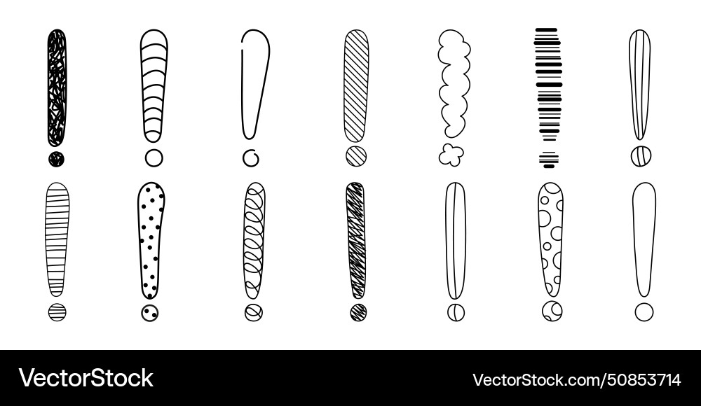 Doodle exclamation mark hand drawn sketch Vector Image