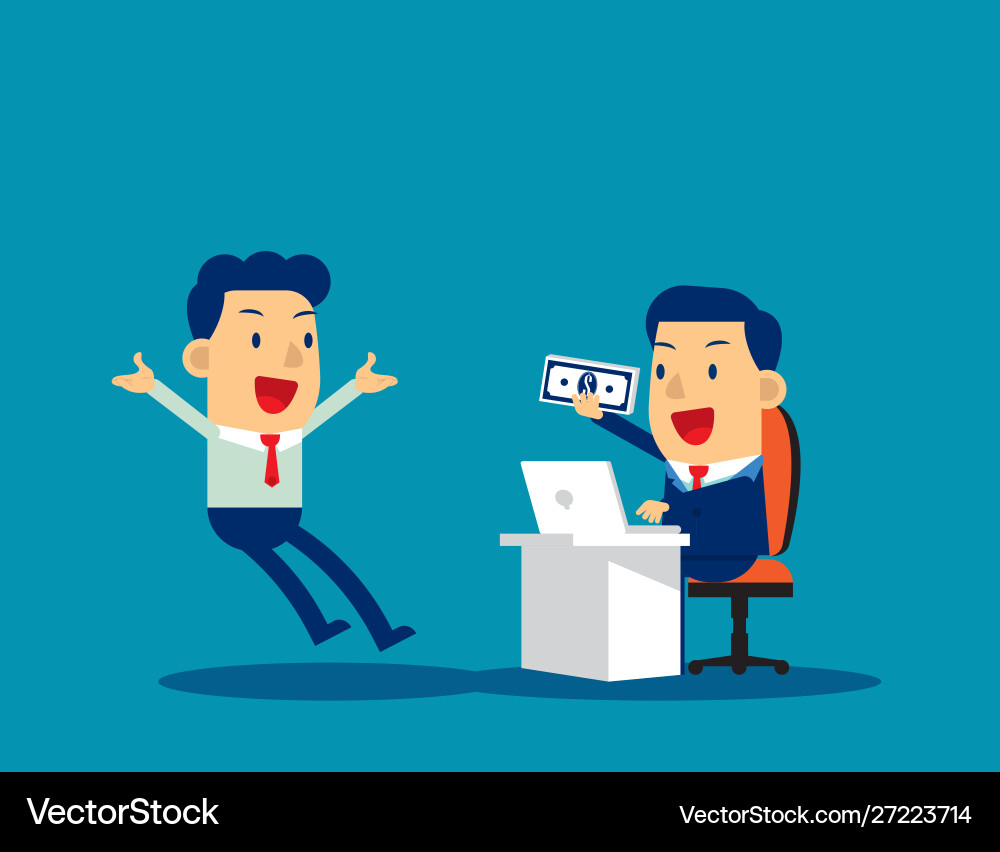 Manager giving bonus with employee concept Vector Image