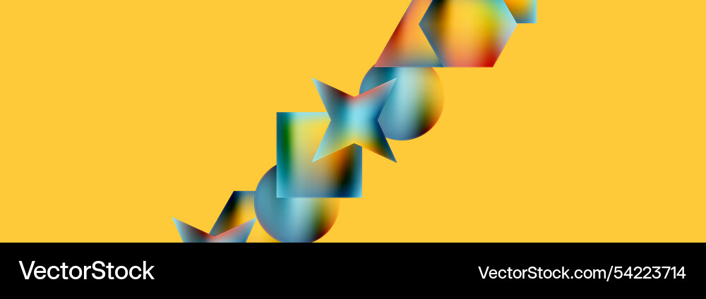 Neon color geometric shapes square triangle circle