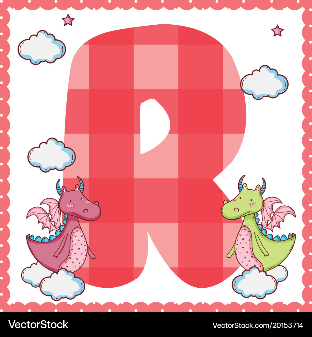 R alphabet letter for kids Royalty Free Vector Image
