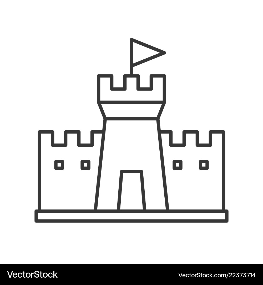 Sand castle on beach simple outline icon Vector Image