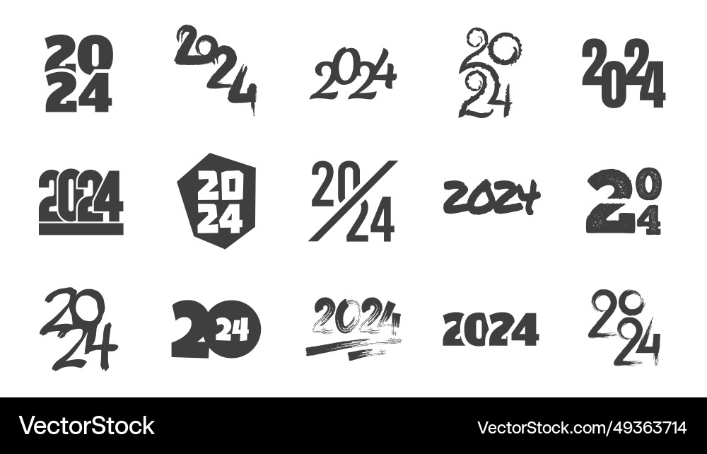 Text 2024 logo modern calligraphy elegant holiday Vector Image