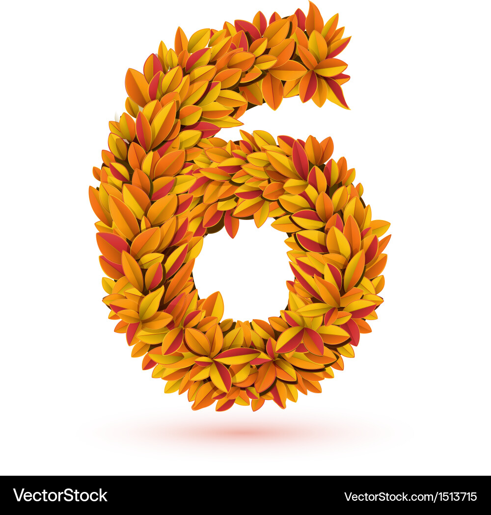 Autumn fall bright orange leaves number Royalty Free Vector