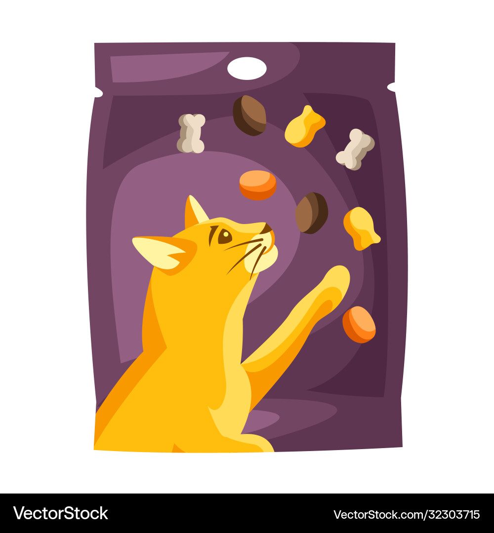 Cat food packaging Royalty Free Vector Image - VectorStock