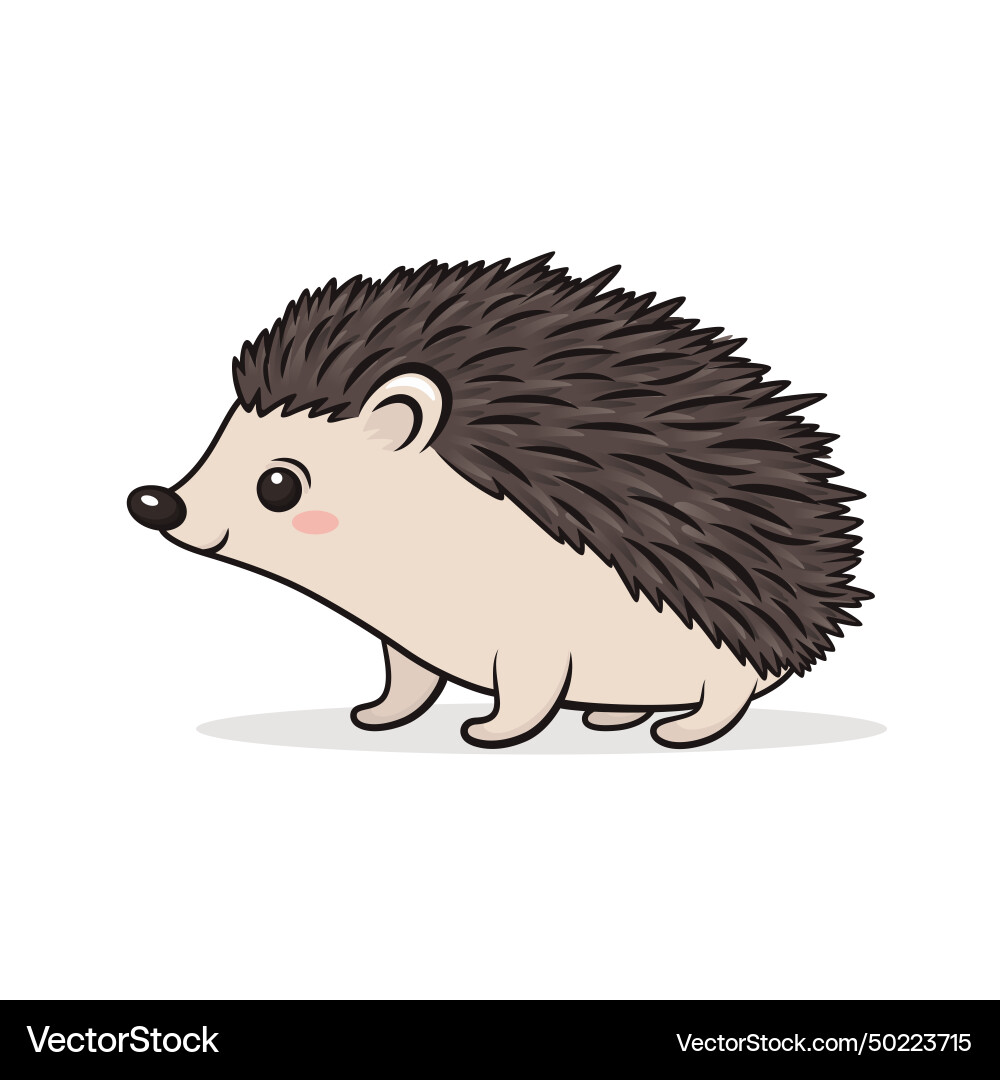 Flat cute hedgehog little icon Royalty Free Vector Image