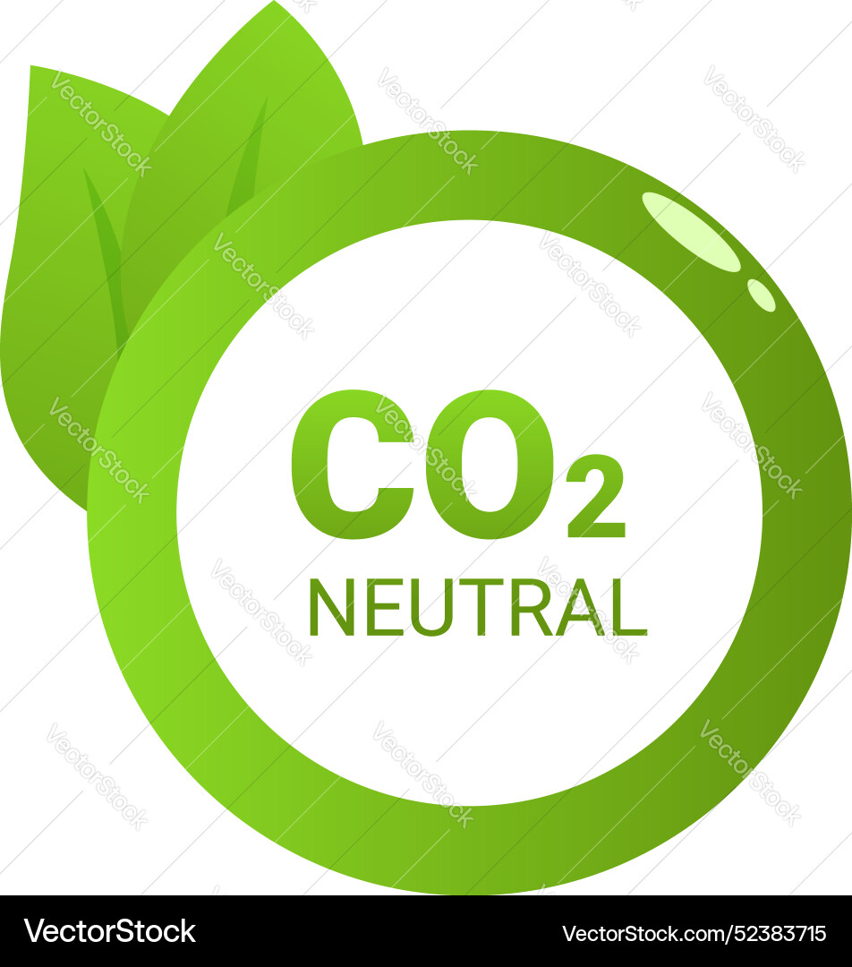 Green co2 neutral icon showing zero carbon Vector Image