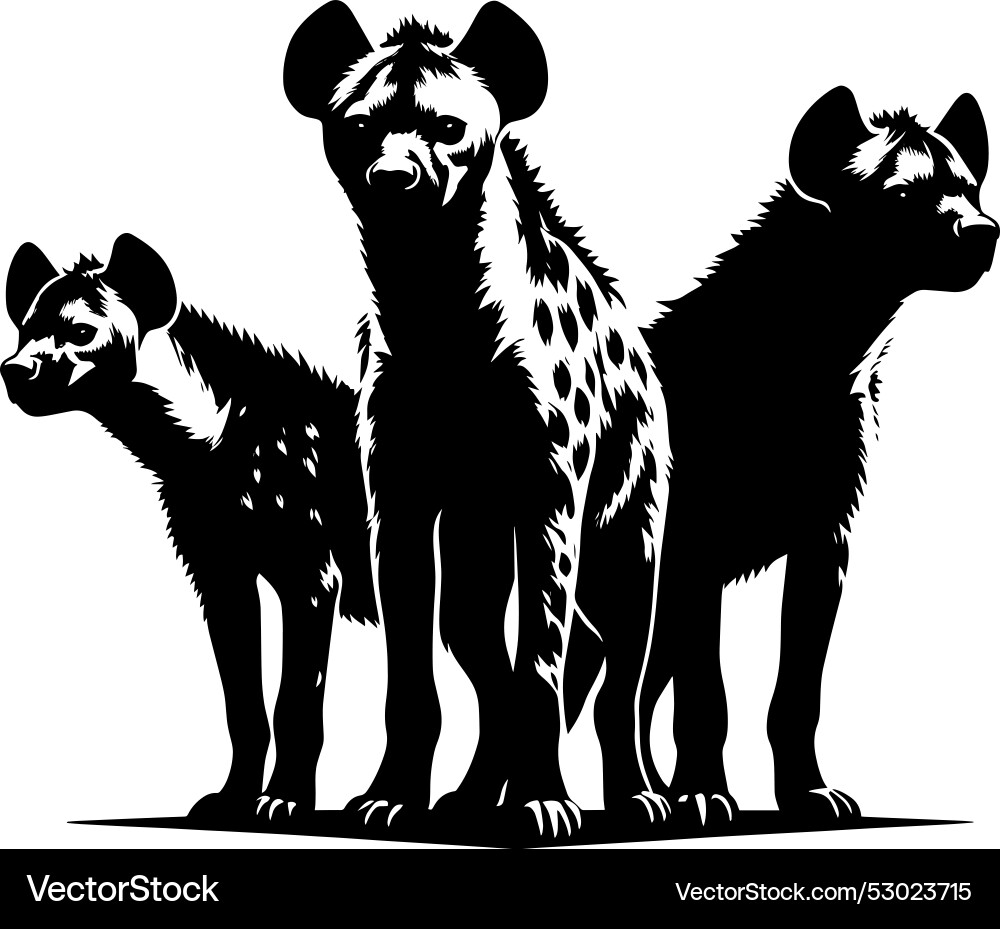 Hyena group silhouette isolated on white Vector Image