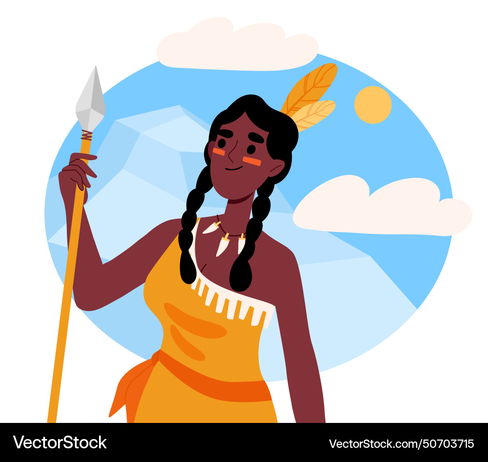 Indian woman with spear Royalty Free Vector Image