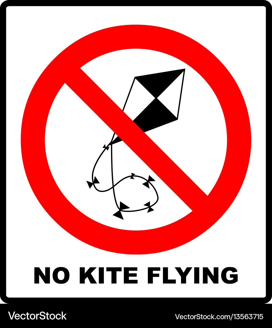 No kite flying sign warning Royalty Free Vector Image