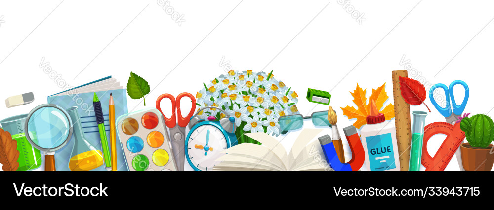 School Supplies Education Banner Royalty Free Vector Image