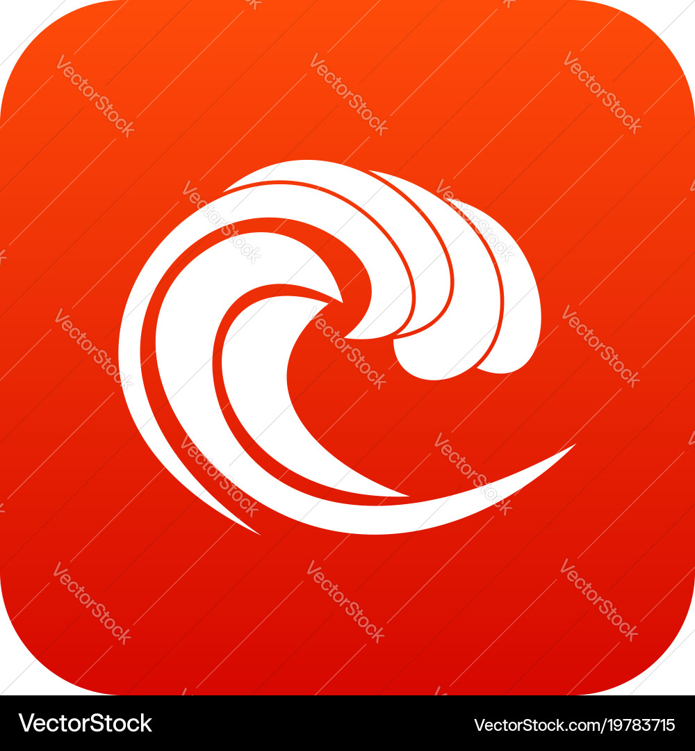 Sea Tide Wave Icon - Red Royalty Free Vector Image